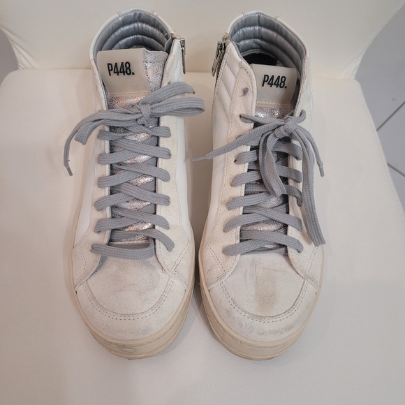 P448 | Shoes | P448 White Hightop Sneakers Size 38 | Poshmark
